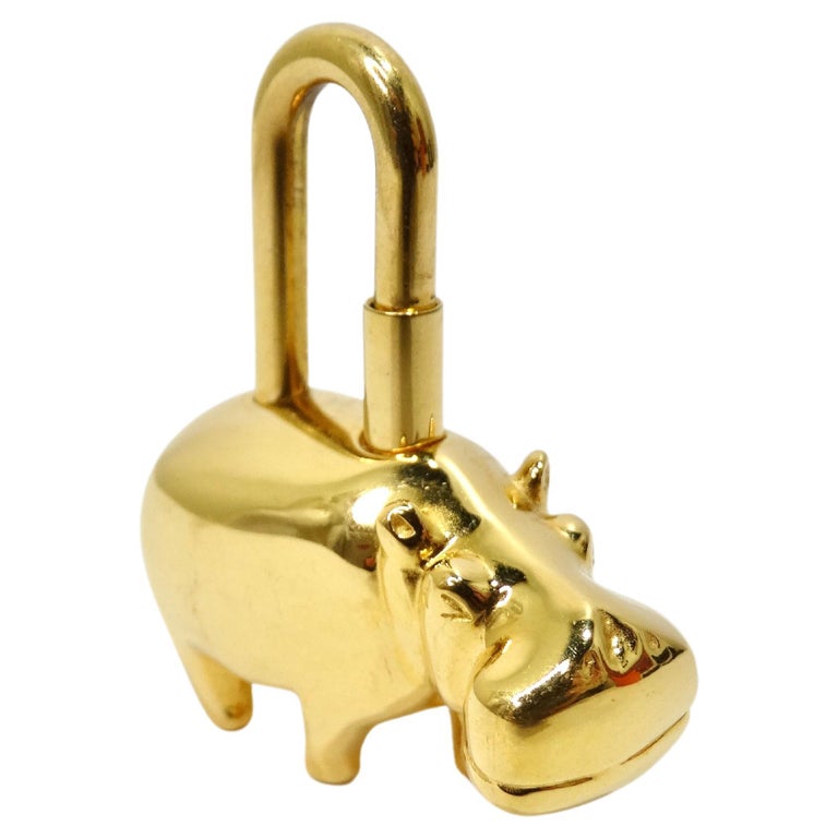 Hermes Gold Hippo Cadena Bag Charm/ Keychain at 1stDibs