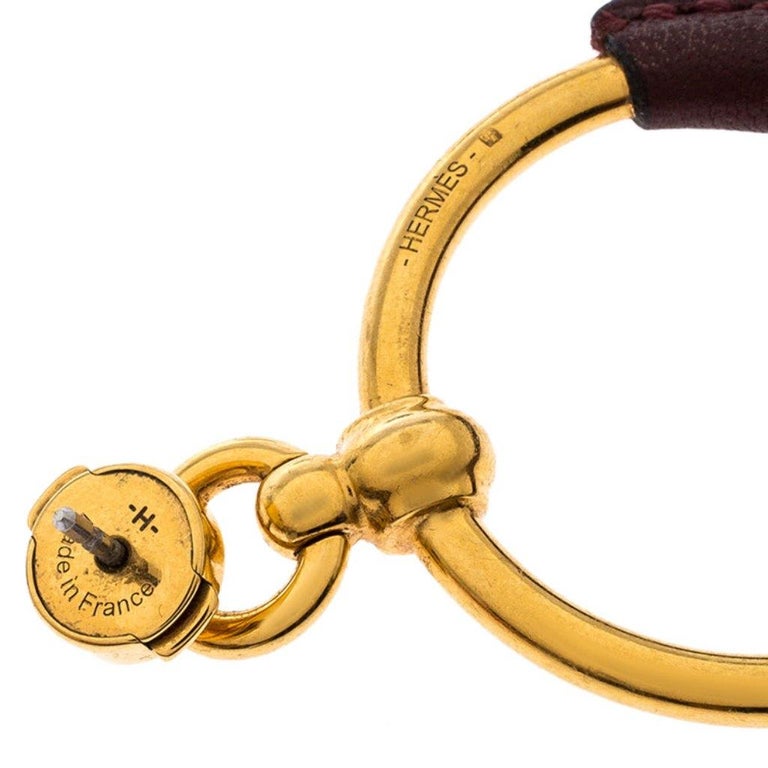 Hermès Gold Plated Barenia Leather Loop Earrings For Sale at 1stDibs ...