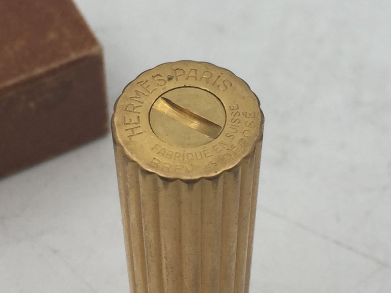 Hermes Gold Plated Lipstick Lighter in Original Box For Sale at 1stDibs