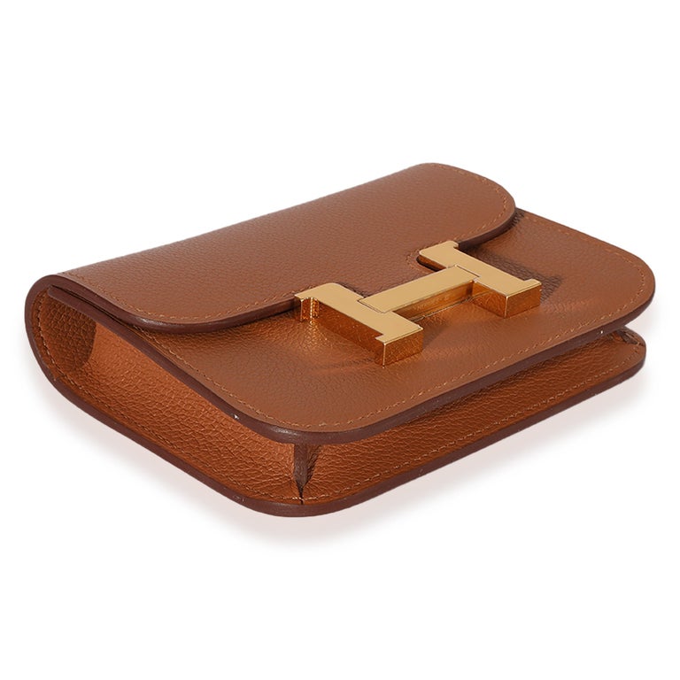 Hermès Gold Vert Fizz Evercolor Bicolore Constance Slim Compact GHW For ...