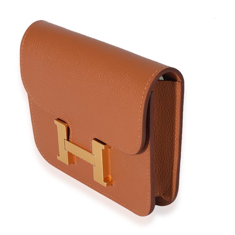 Hermès Gold Vert Fizz Evercolor Bicolore Constance Slim Compact GHW For ...