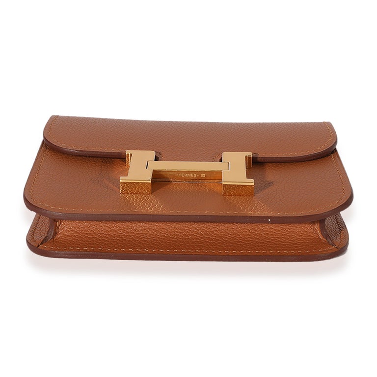 Hermès Gold Vert Fizz Evercolor Bicolore Constance Slim Compact GHW For ...