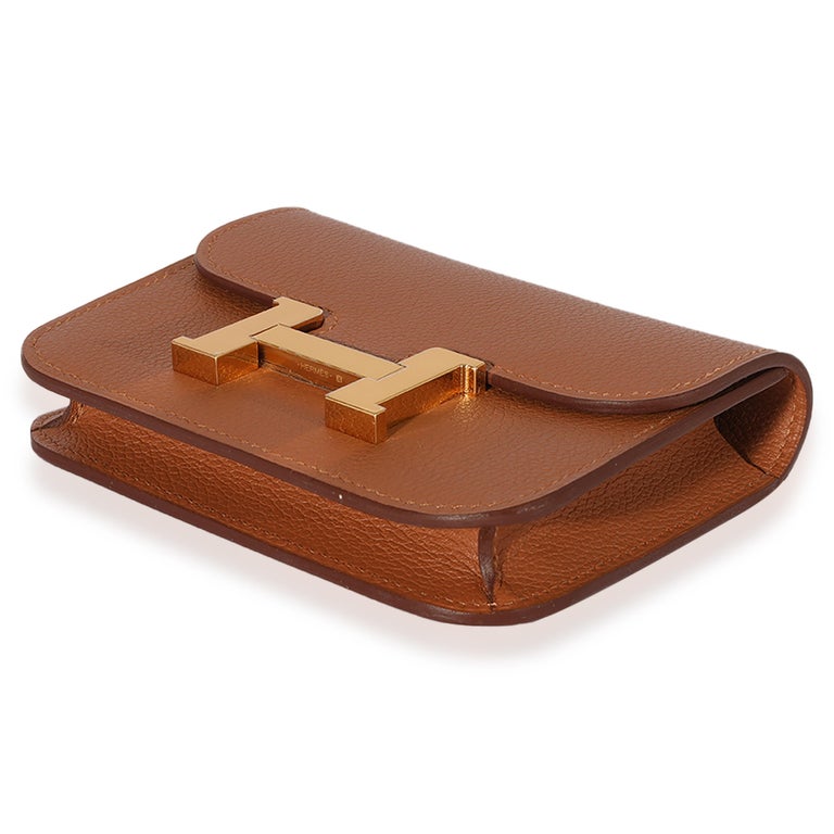 Hermès Gold Vert Fizz Evercolor Bicolore Constance Slim Compact GHW For ...