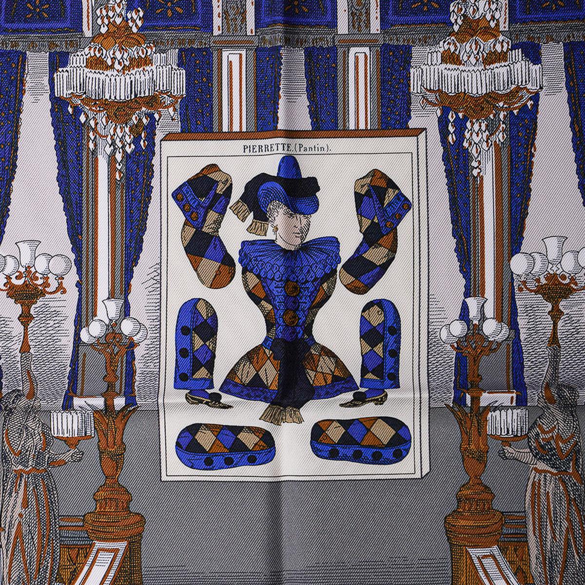 Hermes Grand Theatre Nouveau Scarf Blue Royal / Mordore / Blanc Silk 90 ...