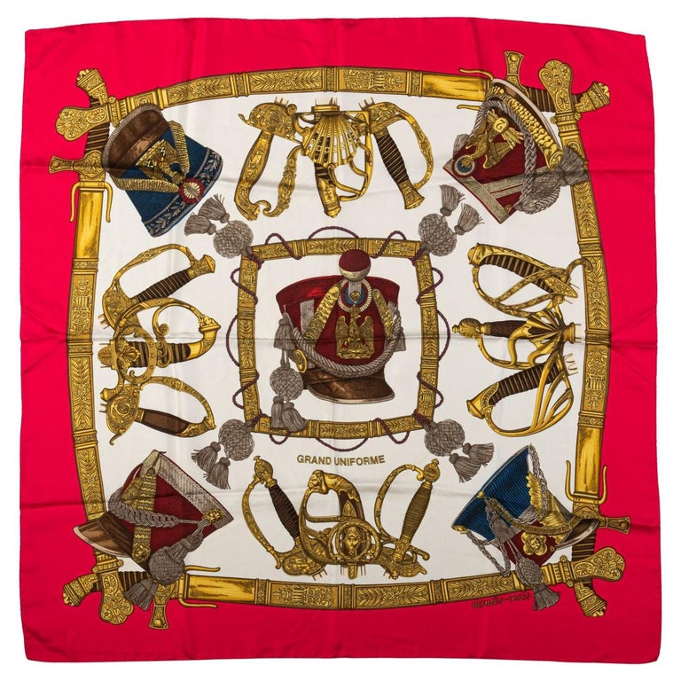 Hermès Grand Uniforme Red Scarf, Metz For Sale at 1stDibs