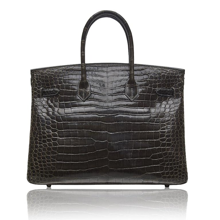 Hermès Gris Elephant Porosus Crocodile 35cm Birkin Bag For Sale at ...