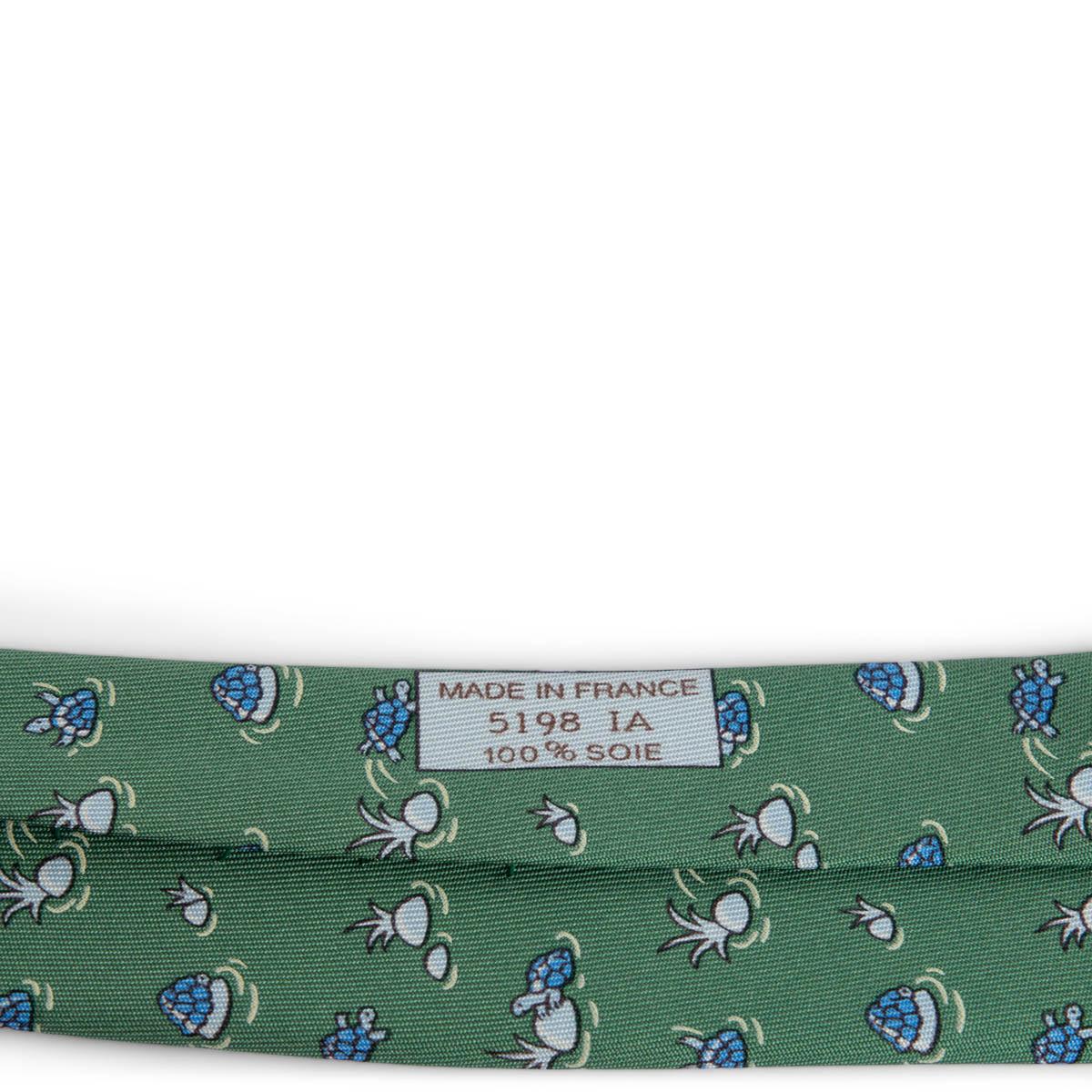 HERMES green silk twill 5198 TURTLE ROCK Tie at 1stDibs | hermes turtle tie