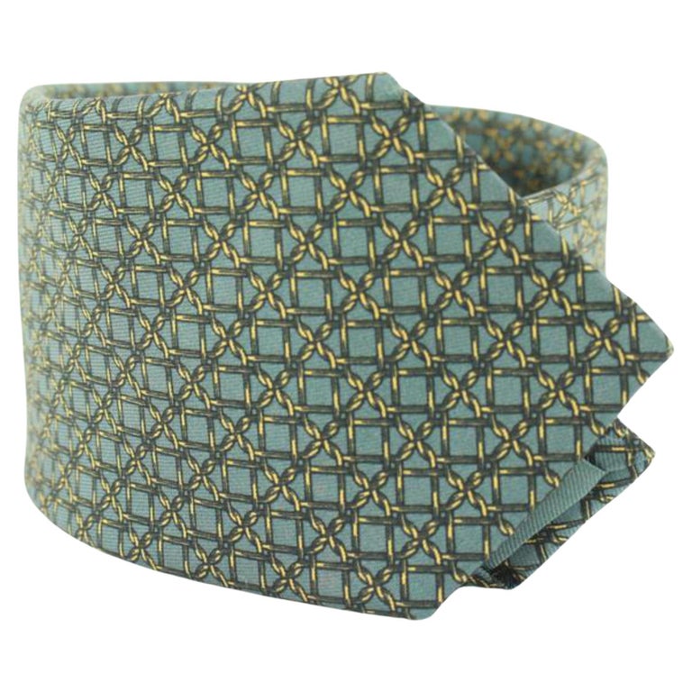 Hermès Green x Yellow Neck Tie 16h32 at 1stDibs
