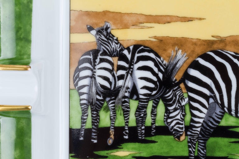 Hermes Green Zebra Porcelain Ashtray at 1stDibs