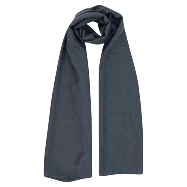 Hermes Grey Blue Cashmere and Silk H Monogram Scarf For Sale at 1stDibs