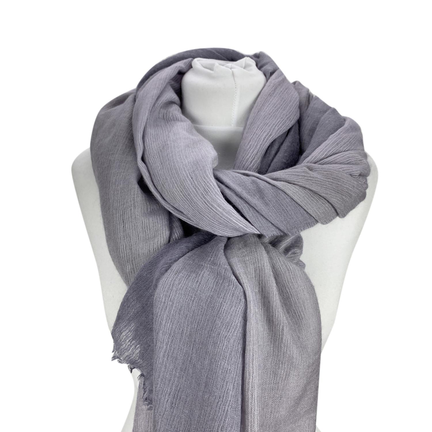 Hermes Grey Cashmere and Silk Striped Scarf Shawl Stole For Sale at ...