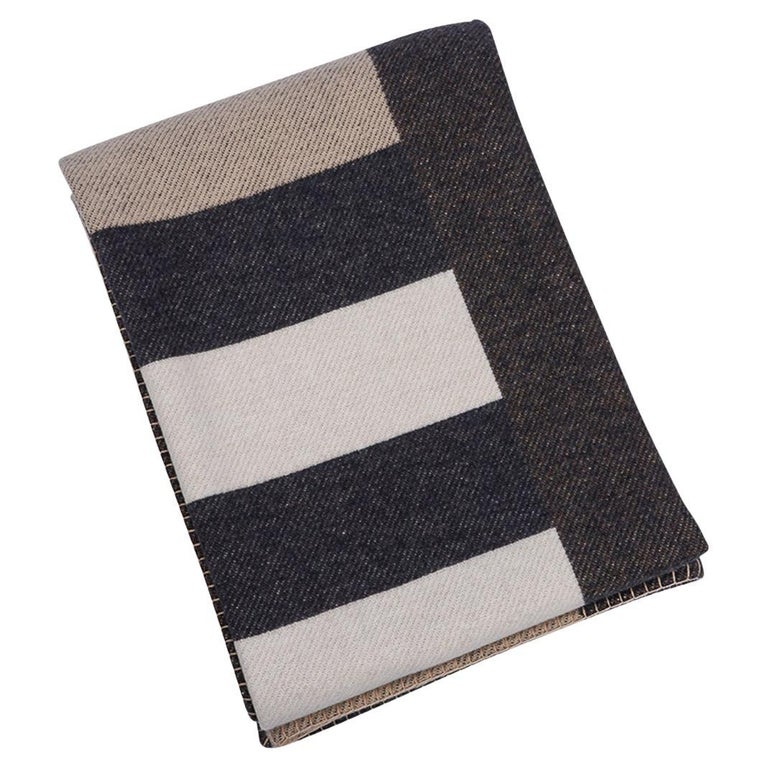 Hermes H Casaque Blanket Carbone / Ecru Limited Edition For Sale at 1stDibs
