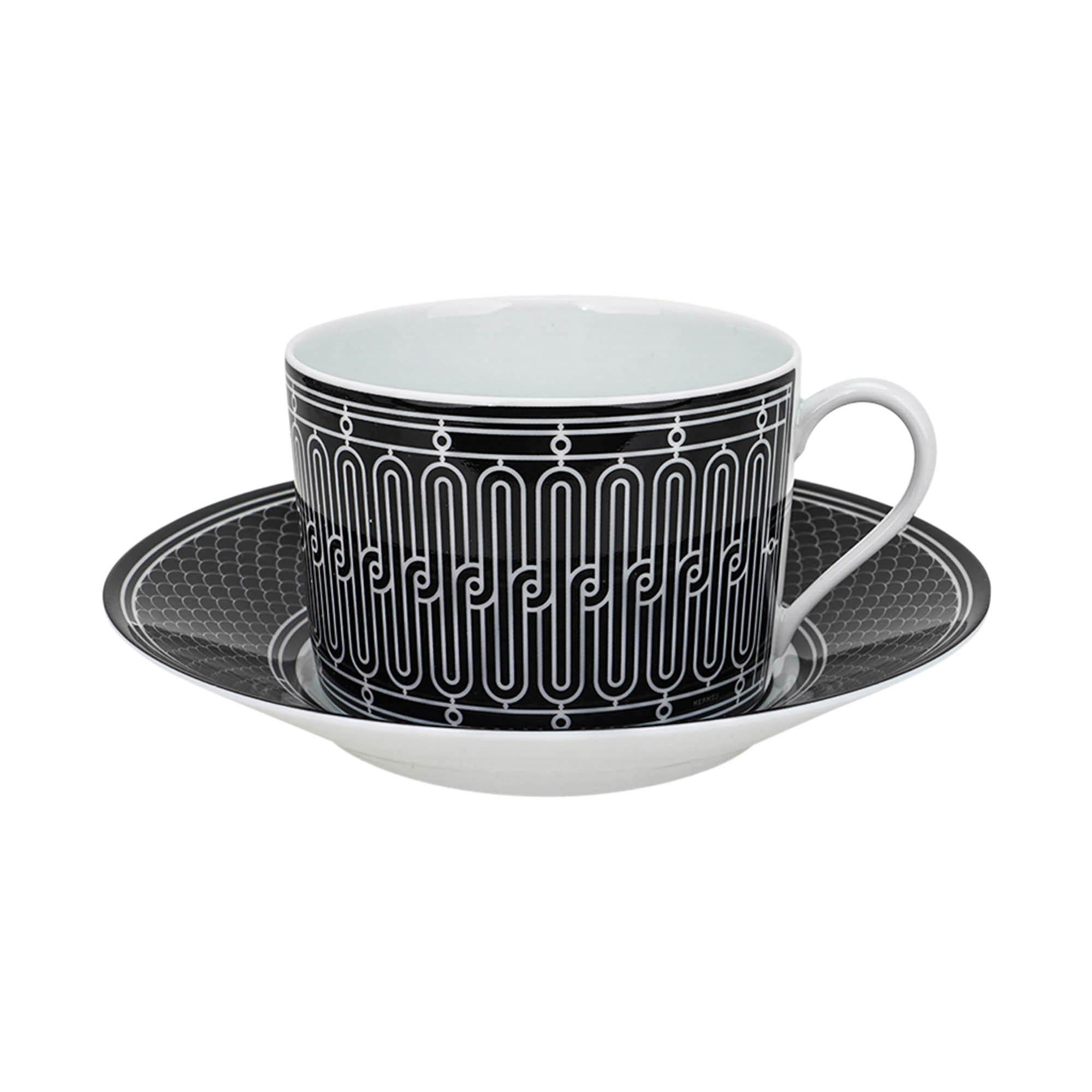 Hermes H Deco Breakfast Cup and Saucer Porcelain Set of 2 For Sale at ...