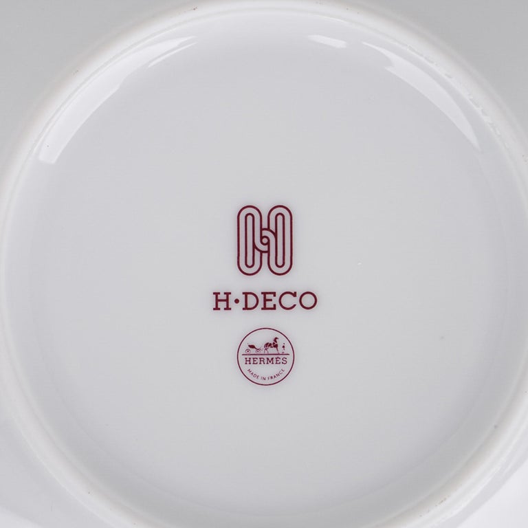 Hermes H Deco Rouge Tea Cup and Saucer Porcelain Set of 2 New w/ Box ...