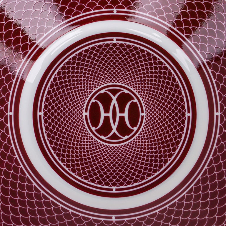 Hermes H Deco Rouge Tea Cup and Saucer Porcelain Set of 2 New w/ Box ...