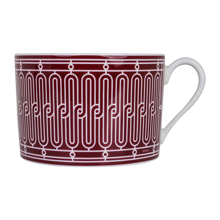 Hermes H Deco Rouge Tea Cup and Saucer Porcelain Set of 2 New w/ Box ...