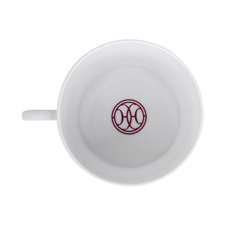 Hermes H Deco Rouge Tea Cup and Saucer Porcelain Set of 2 New w/ Box ...