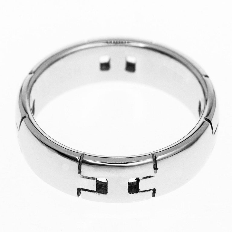 Hermes H Logo 18 Karat White Gold Hercules Ring at 1stDibs