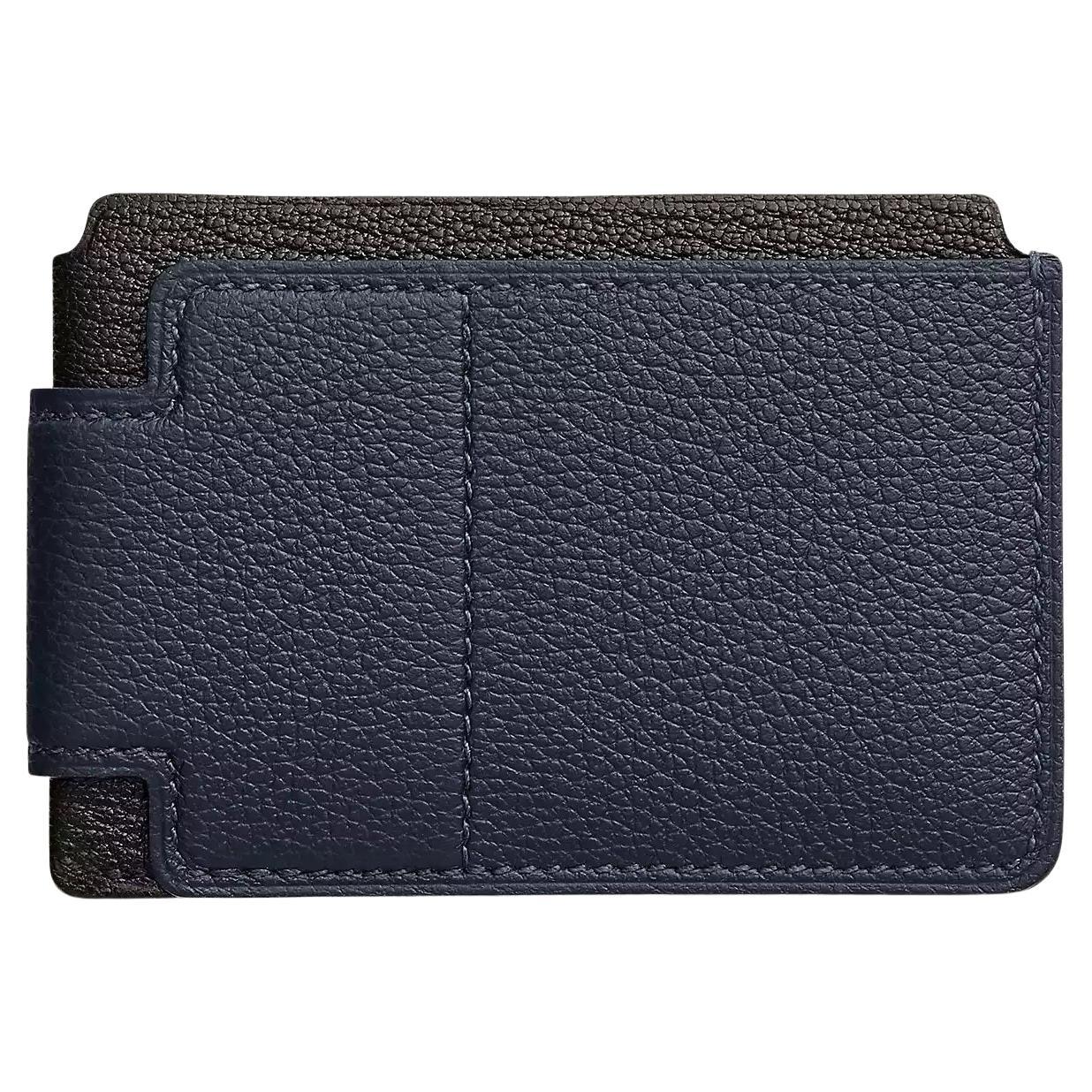 Hermes H Sport 3CC card holder Bleu Nuit / Noir calf Leather For Sale ...