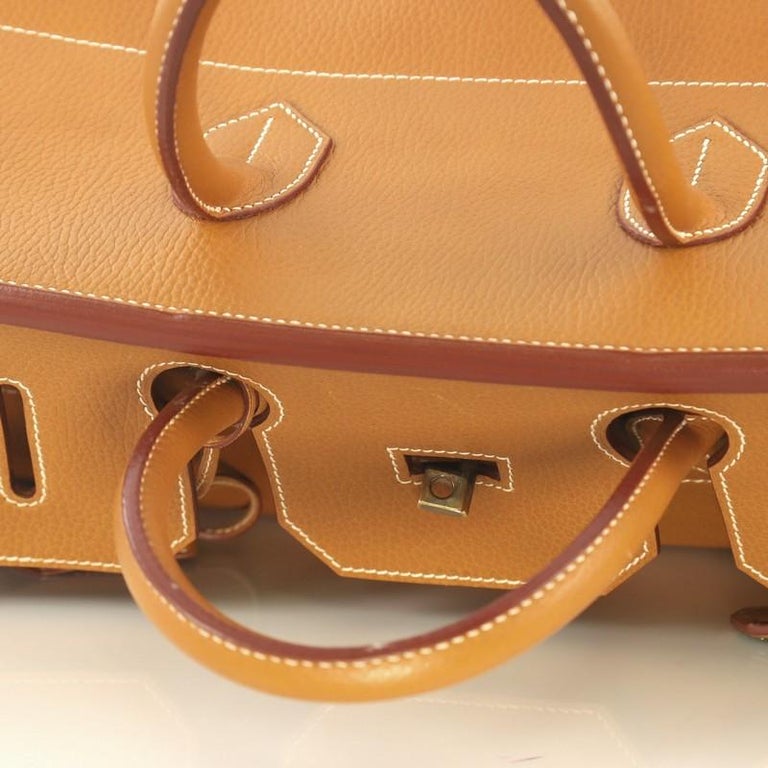 Hermes HAC Birkin Bag Natural Ardennes with Gold Hardware 55 at 1stDibs