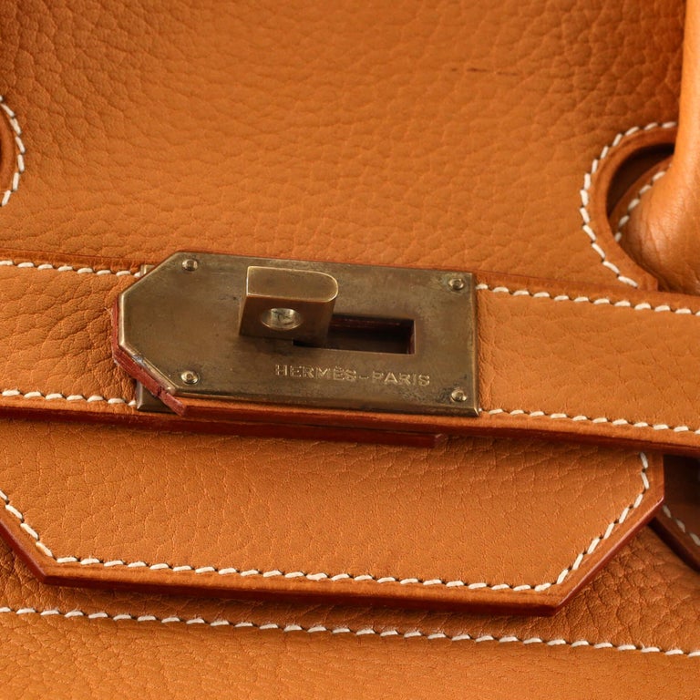 Hermes HAC Birkin Bag Natural Sable Fjord with Gold Hardware 50 at 1stDibs
