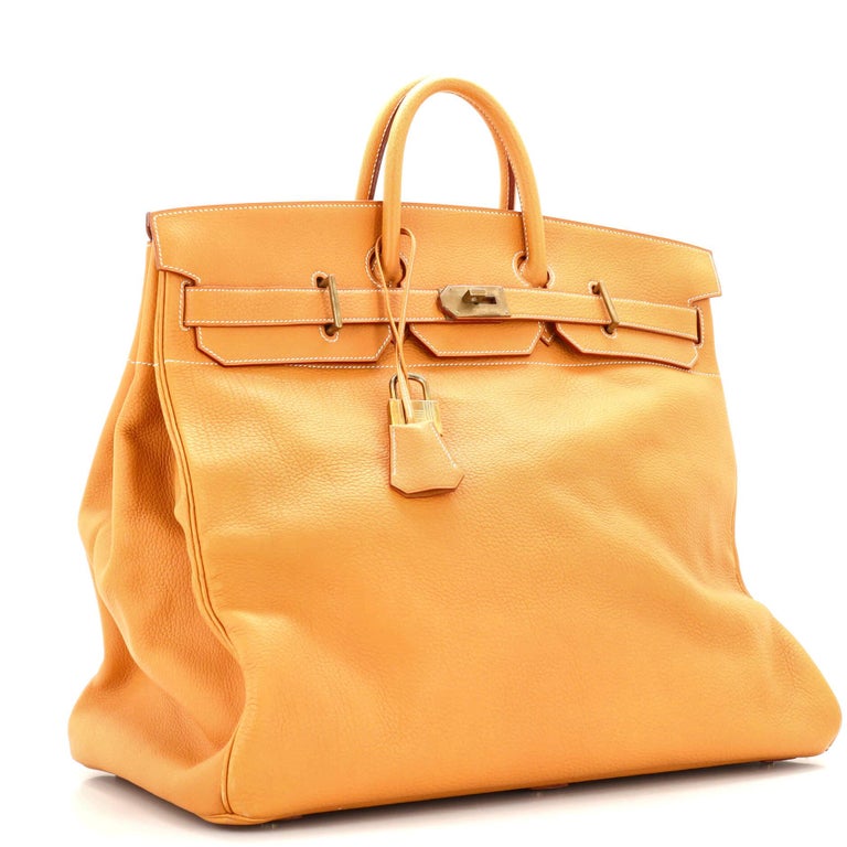 Hermes HAC Birkin Bag Natural Sable Fjord with Gold Hardware 50 at 1stDibs