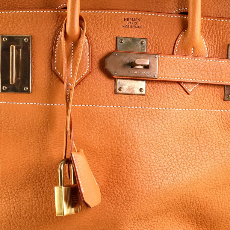 Hermes HAC Birkin Bag Natural Sable Fjord with Gold Hardware 50 at 1stDibs