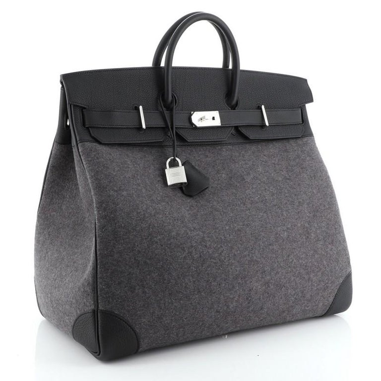 Hermes HAC Birkin Bag Todoo Wool and Black Togo with Palladium Hardware ...