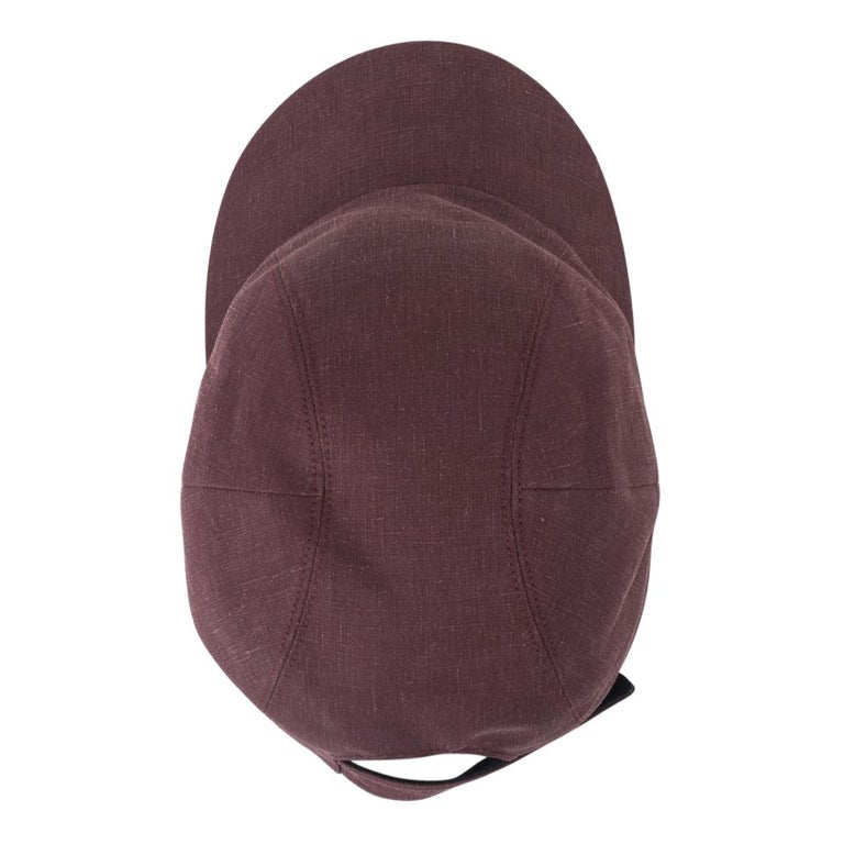 Hermes Hat Men's Miles Cap Linen Rose Grise Trim Leather Marine 60 at ...