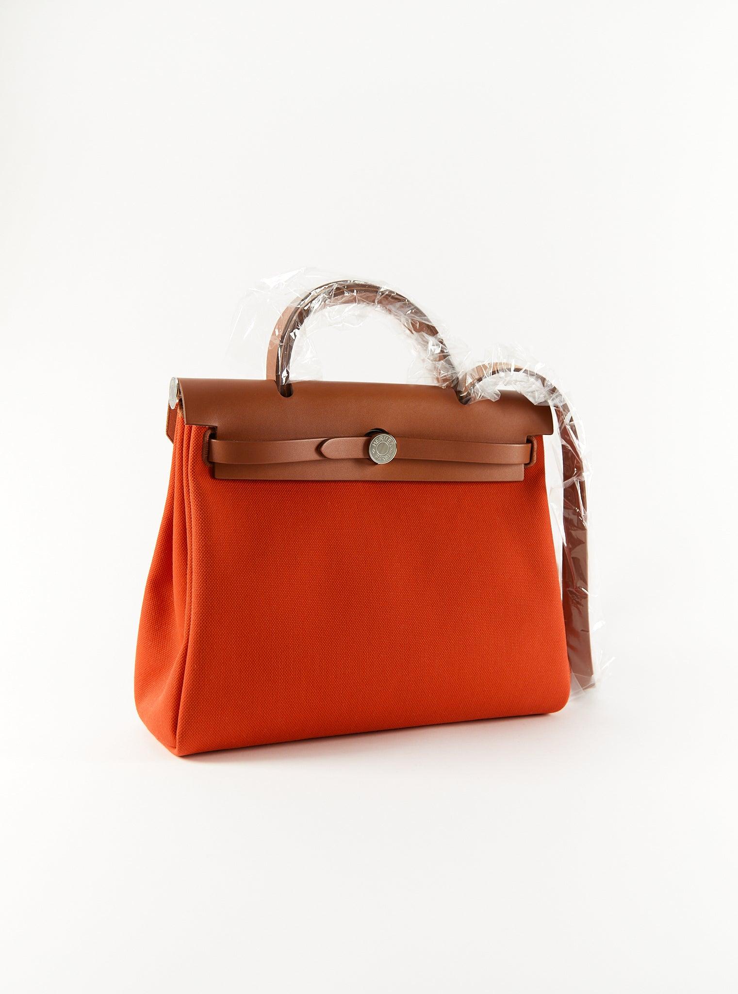 HERMÈS HERBAG 31CM CAPUCINE and FAUVE Canvas and Vache Hunter Leather ...