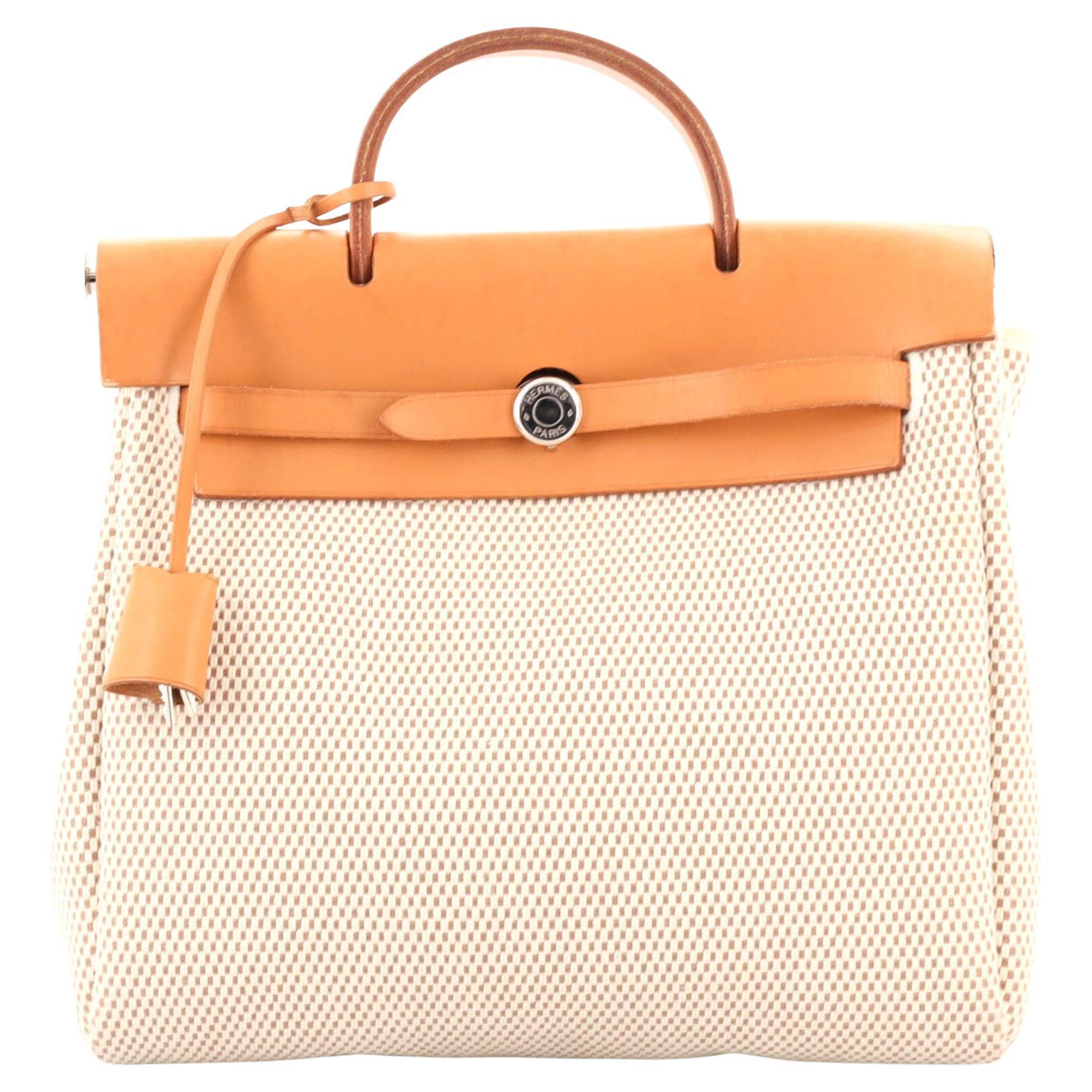 Hermes Herbag Toile and Leather PM at 1stDibs