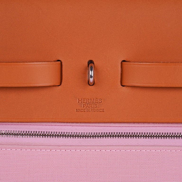 Hermes Herbag Zip 39 GM Rose Sakura Canvas Vache Hunter Palladium Hardware For Sale at 1stDibs ...