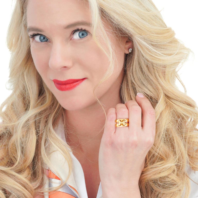 Hermès Hercules Diamond-Set Gold Ring For Sale at 1stDibs