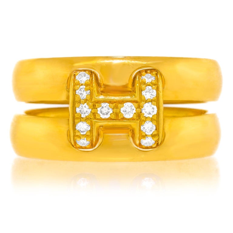 Hermès Hercules Diamond-Set Gold Ring For Sale at 1stDibs