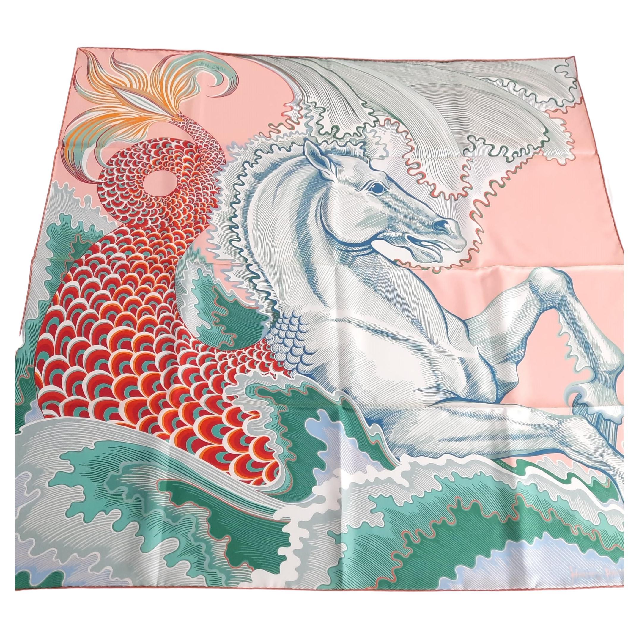 Hermes Hermès Factory Suite Twilly Rose Poudré / Vert / Corail Silk For ...