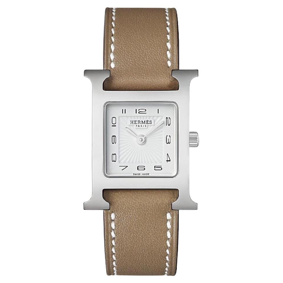 Hermes Heure H watch, Small model, 25 mm Steel strap Etoupe For Sale at ...