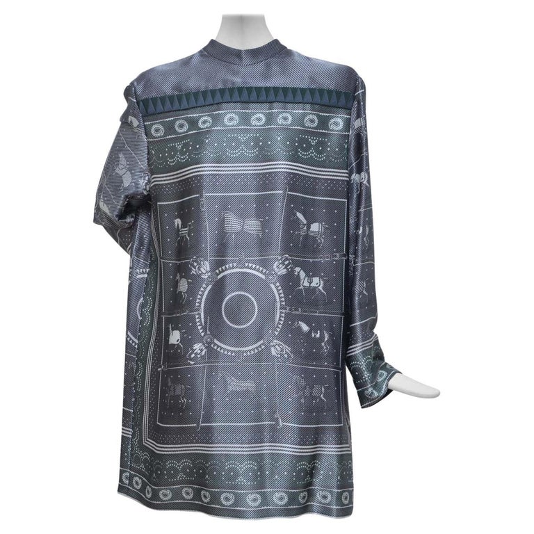 HERMES Horse Print Runway Fall 2019 Metallic Jacquard Tunic Top NEW W ...