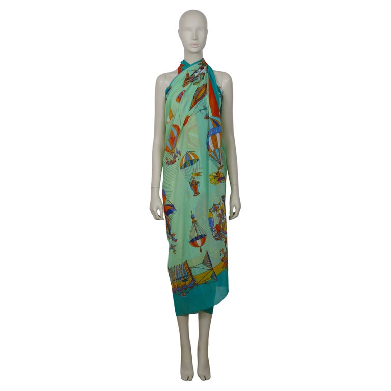 Hermes Hot-Air Balloons Print Cotton Veil Beach Large Pareo For Sale at ...