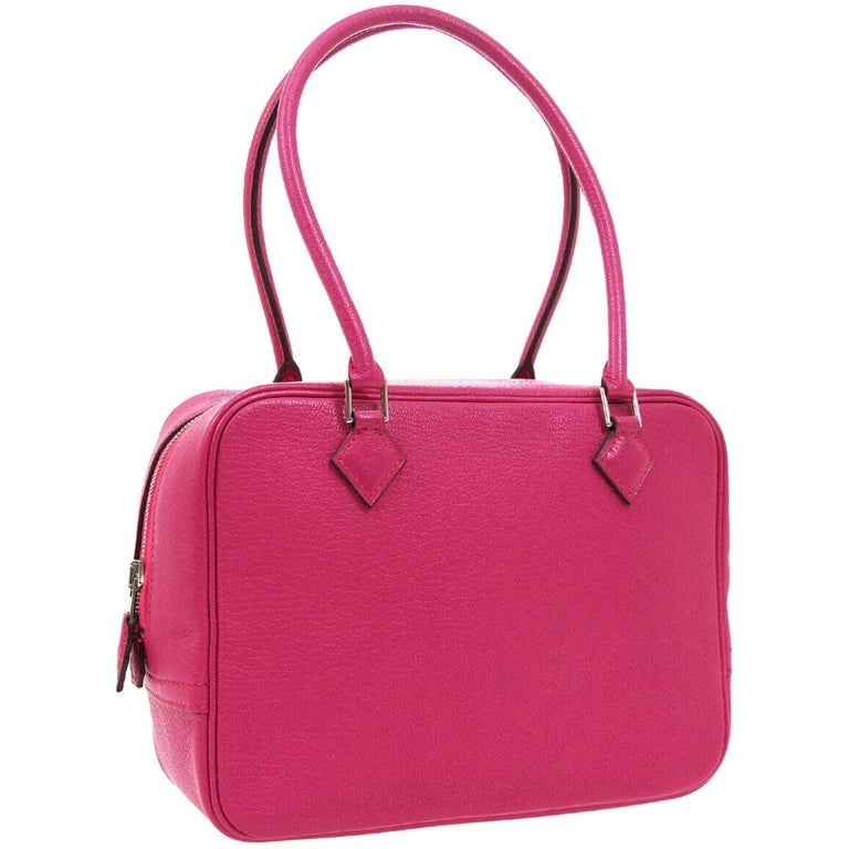 Hermes Hot Pink Fuchsia Leather Small Silver Evening Top Handle Satchel ...