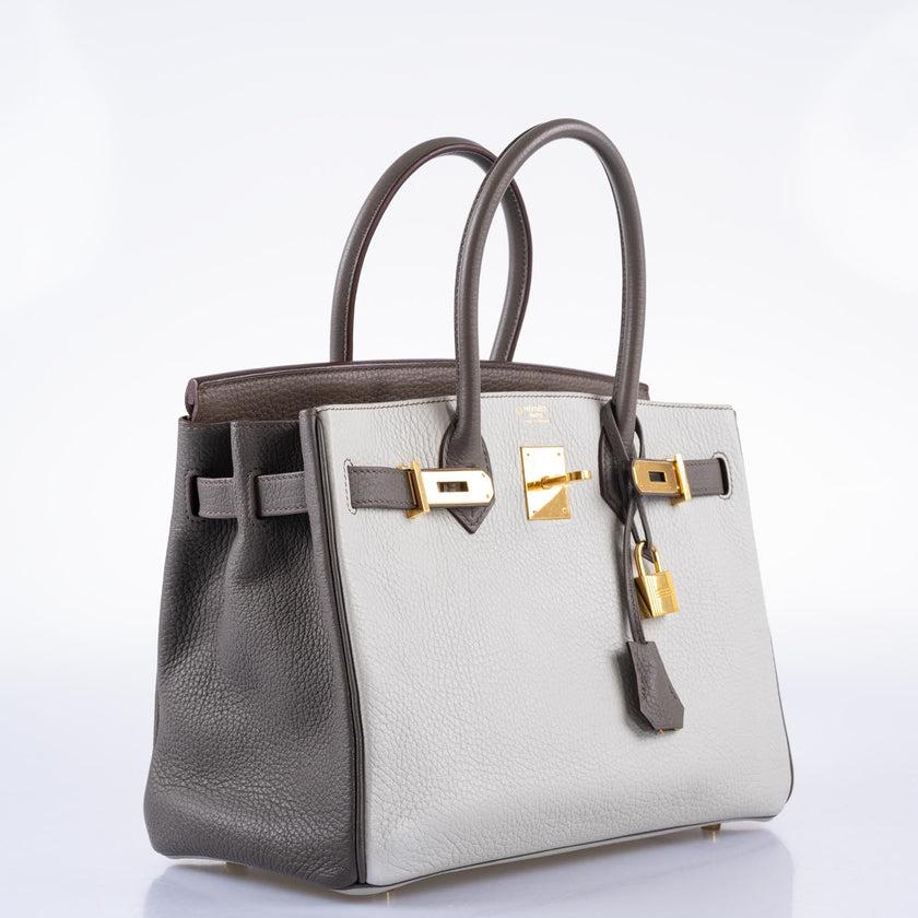 Hermès HSS Birkin 30 Tri-Color Etain, Gris and Etoupe Clemence Bag For ...