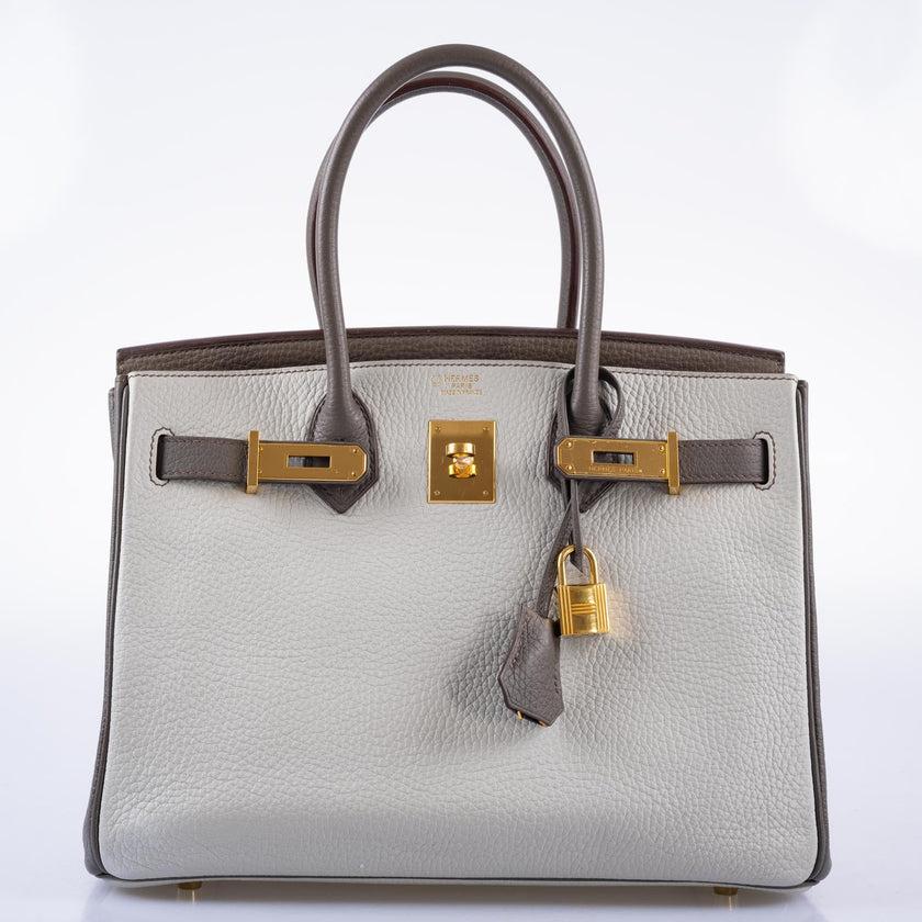 Hermès HSS Birkin 30 Tri-Color Etain, Gris and Etoupe Clemence Bag For ...