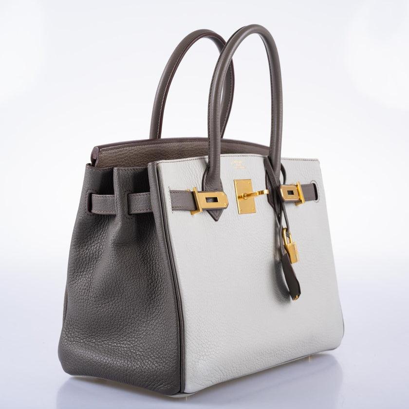 Hermès HSS Birkin 30 Tri-Color Etain, Gris and Etoupe Clemence Bag For ...