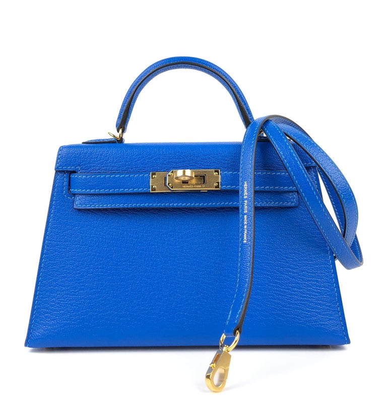 Hermès Intense Blue Chevre 20 cm Mini Kelly at 1stDibs