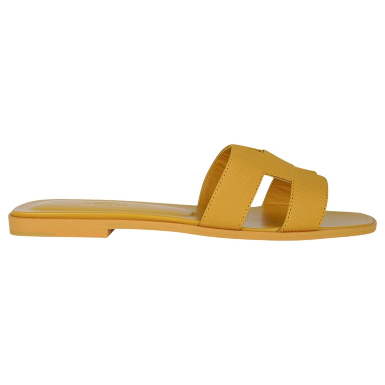 Hermes Jaune Sable Oran Sandal Epsom Leather Flat Shoes 40 / 10 For ...