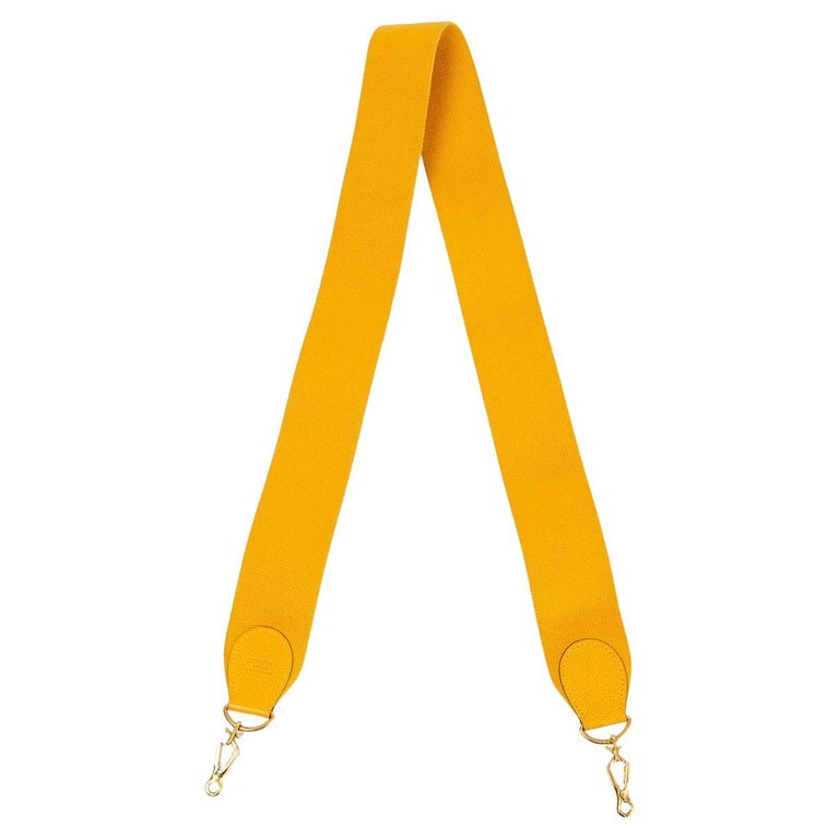 HERMES Jaune yellow Courchevel leather and canvas SANGLE KELLY 50mm Bag ...