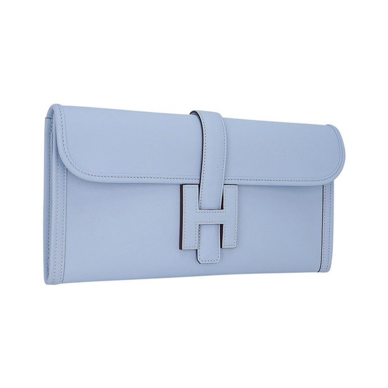 Hermes Jige Elan 29 Blue Brume Clutch Bag Evercolor Leather For Sale at ...