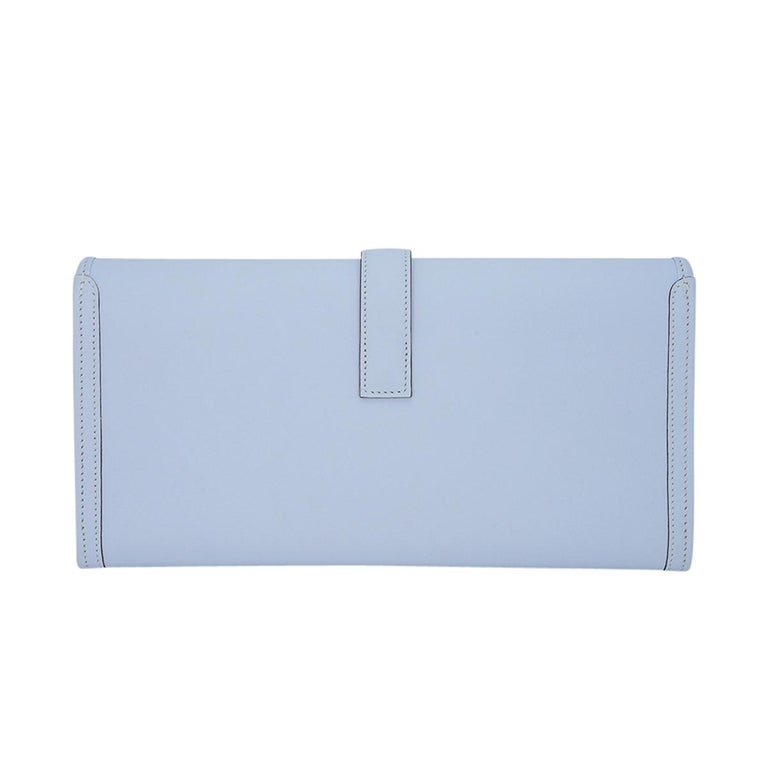 Hermes Jige Elan 29 Blue Brume Clutch Bag Evercolor Leather For Sale at ...