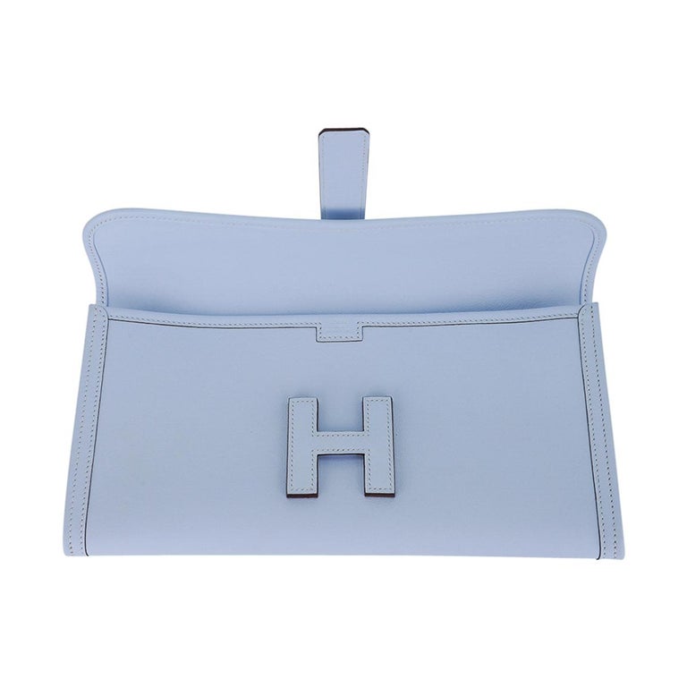 Hermes Jige Elan 29 Blue Brume Clutch Bag Evercolor Leather For Sale at ...