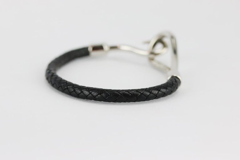 Hermès Jumbo H Braided Leather Bracelet For Sale at 1stDibs
