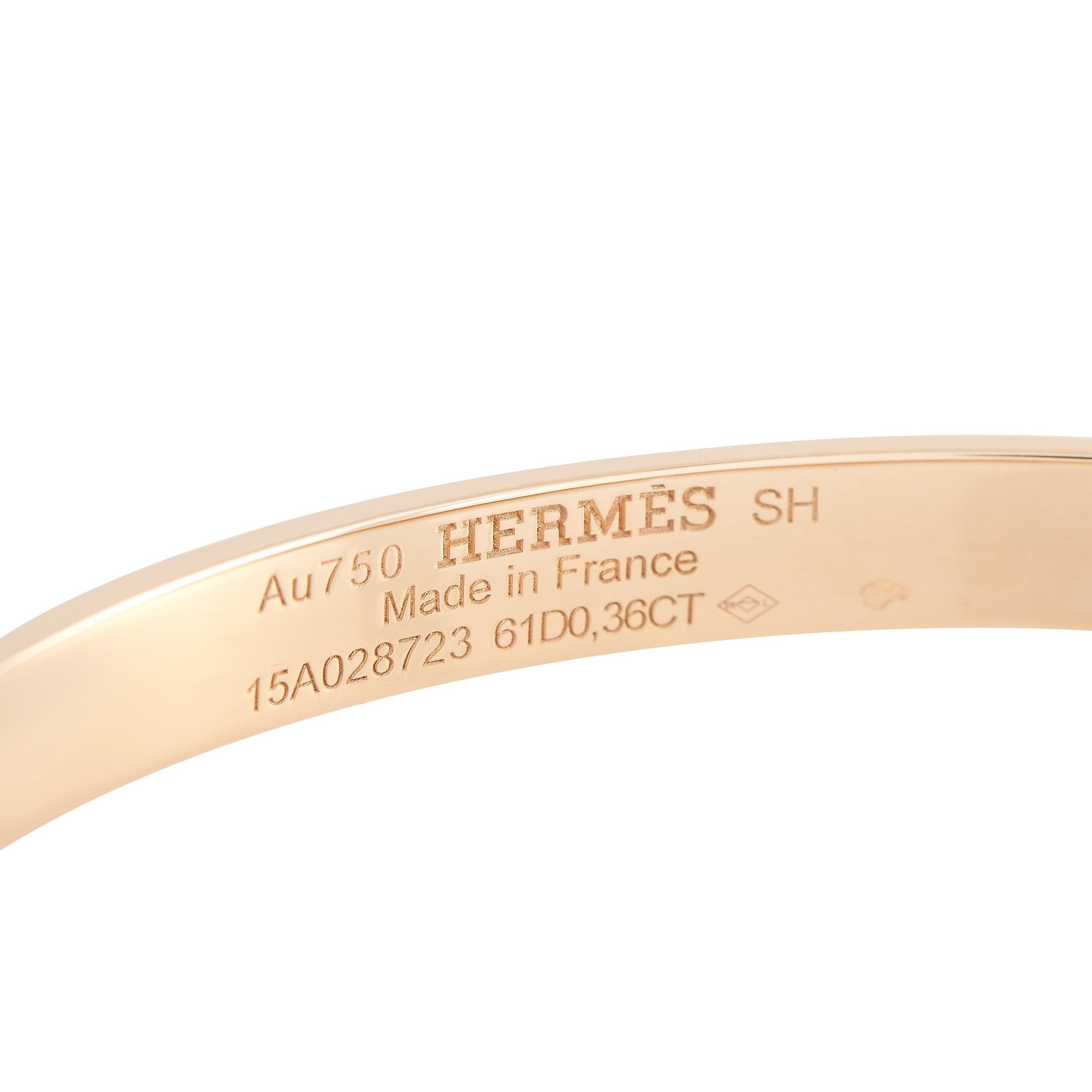 Hermès Kelly 18K Rose Gold 0.33 Ct Diamond Bangle Bracelet For Sale at ...
